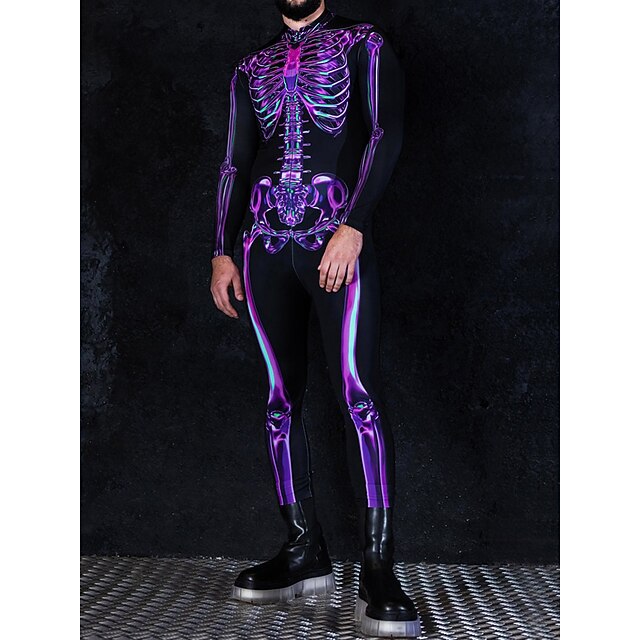 Skull Skeleton Carnival Costume Full Body Suit Cosplay Costume ...