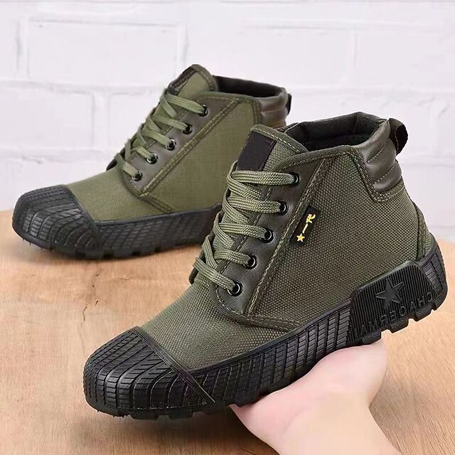 Men's Rugged Canvas Sneakers – Durable Lace-Up Outdoor Casual Shoes ...