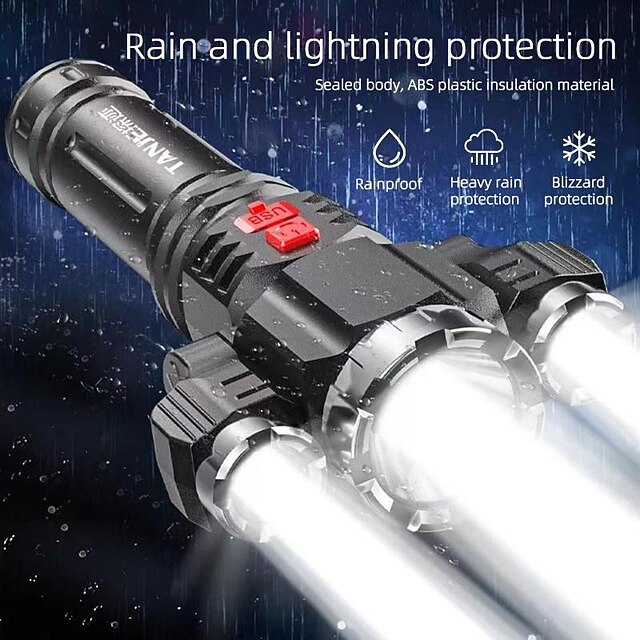 Super Bright LED Flashlight USB Rechargeable Tactical Flashlight ...