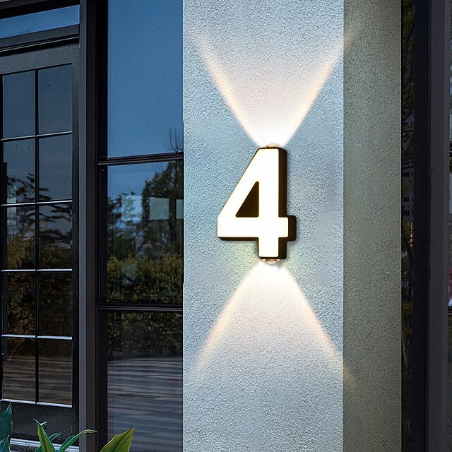 LED House Numbers Outside Wall Light IP65 Waterproof LED Floating Home ...