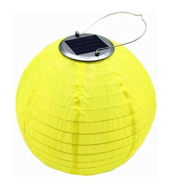 12" Solar Powered Lanterns Waterproof Outdoor Nylon Cloth Paper Lantern ...