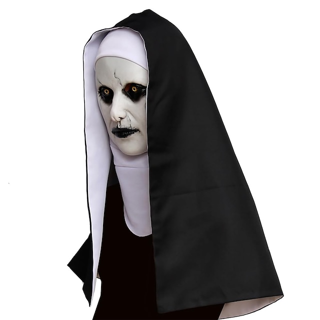 Nun Mask Nun Scary Latex Mask Halloween Party Scary Full Head Costume ...