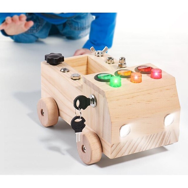 Wooden Led Switch Busy Board Disassembly Screw Nut Tool Car Montessori ...