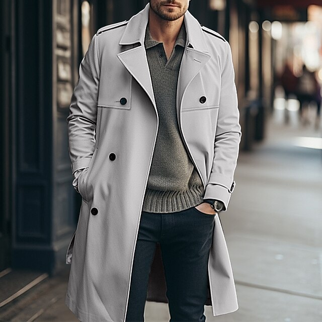 Men's Winter Coat Overcoat Trench Coat Outdoor Daily Wear Fall & Winter ...