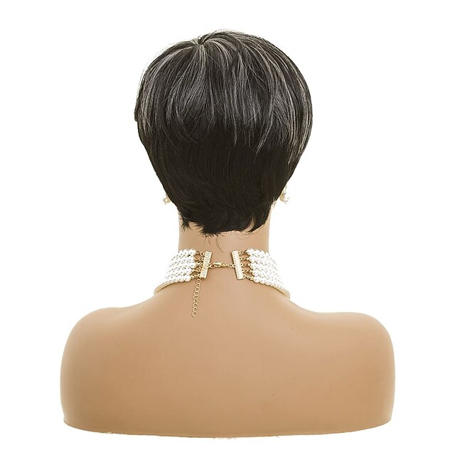 Short Curly Wigs Short Pixie Cut Wigs For Black Women - Grey Mix Black ...