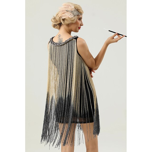 Roaring 20s 1920s Mini Dress Flapper Dress Sleeveless The Great Gatsby ...