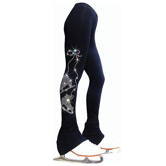 Figure Skating Pants Women's Girls' Ice Skating Bottoms Black Stretchy ...