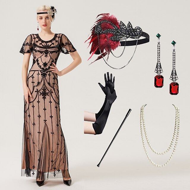 Roaring 20s 1920s Cocktail Dress Ankle Length Dress Outfits Prom ...