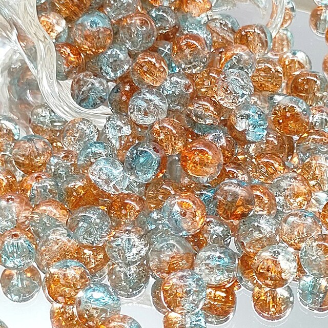 50pcs 8mm Cracked Glass Beads For Jewelry Making, Spacer Beads, Round ...
