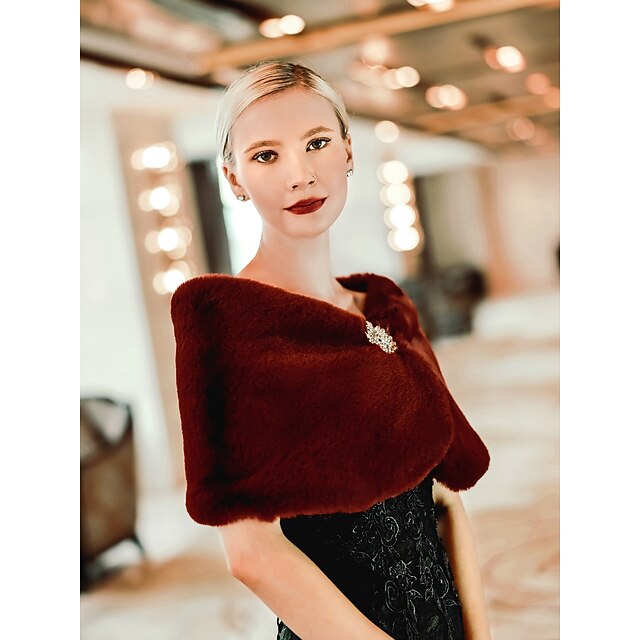 Faux Fur Wraps Shawls Women's Wrap Pure Elegant Sleeveless Terylene ...