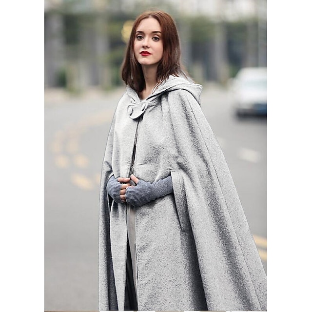 Retro Vintage Medieval Hooded Cloak Shawls Viking Women's Lace Cosplay ...