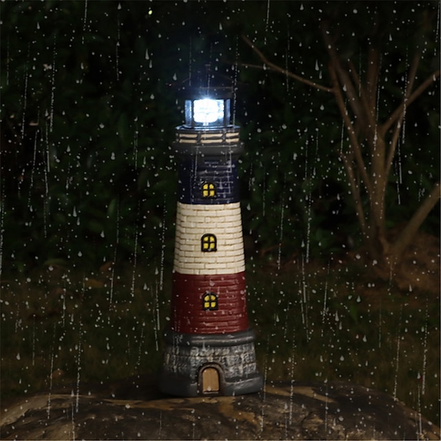 Vintage Lighthouse Outdoor Garden Waterproof Solar Resin Lighthouse Decoration Courtyard Light ...