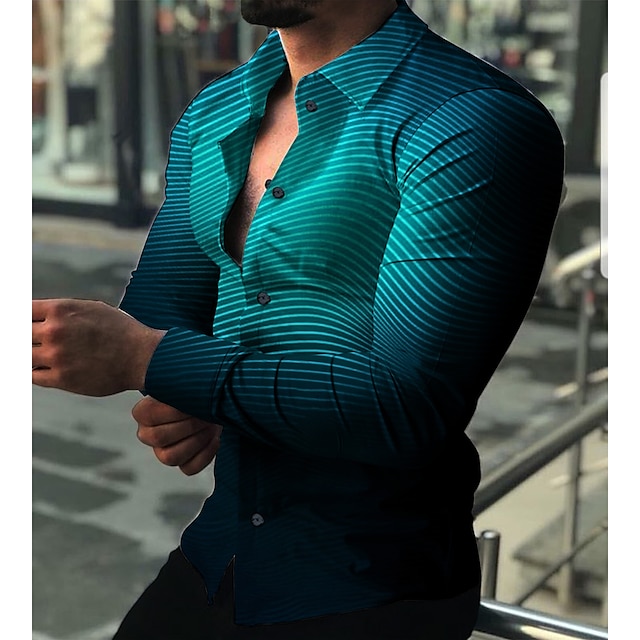 Men's Shirt Dress Shirt Gradient Daily Holiday Black Red Blue Purple ...