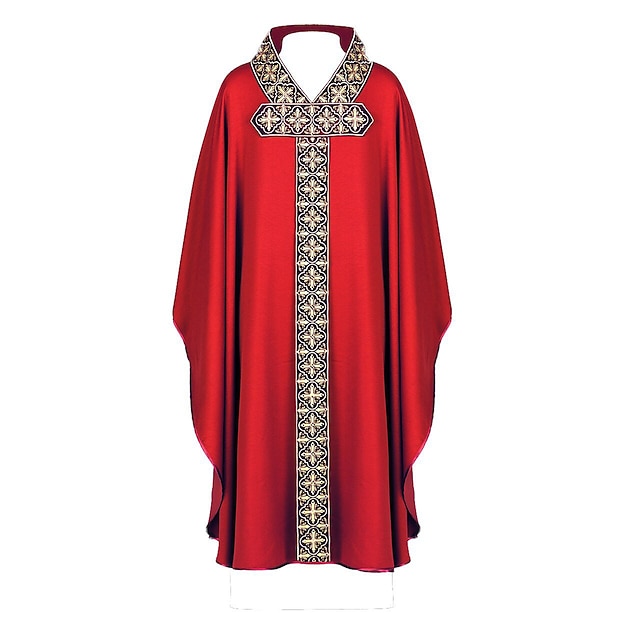 Retro Vintage Medieval Renaissance Robe Cassock Priest Printing Fancy ...