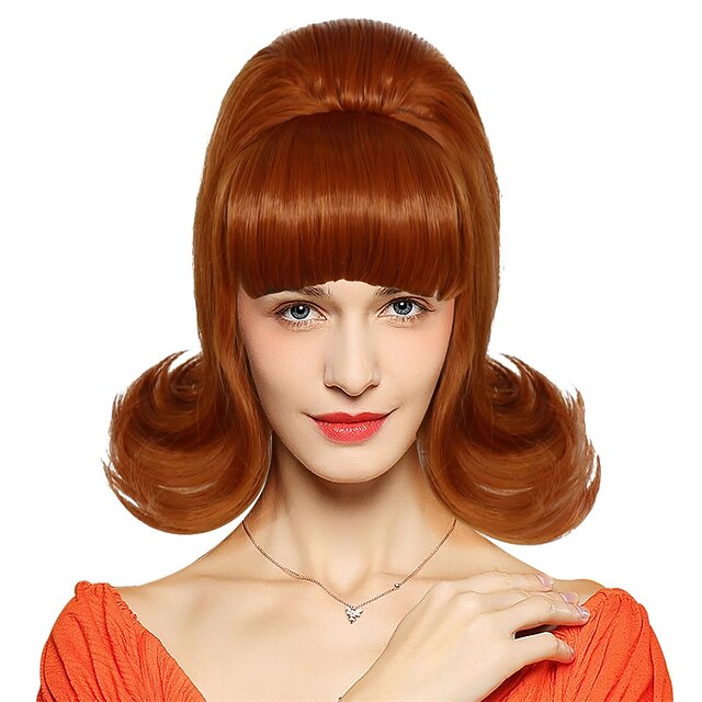 Ginger Wig Women 60s Wig Short Flip Wig 50s Beehive Synthetic Hair ...