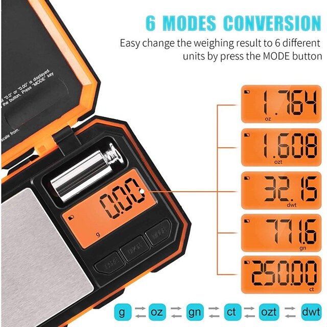 Mini Digital Scale 200g x 0.01g 6 Units Conversion Mini Scale with LCD ...