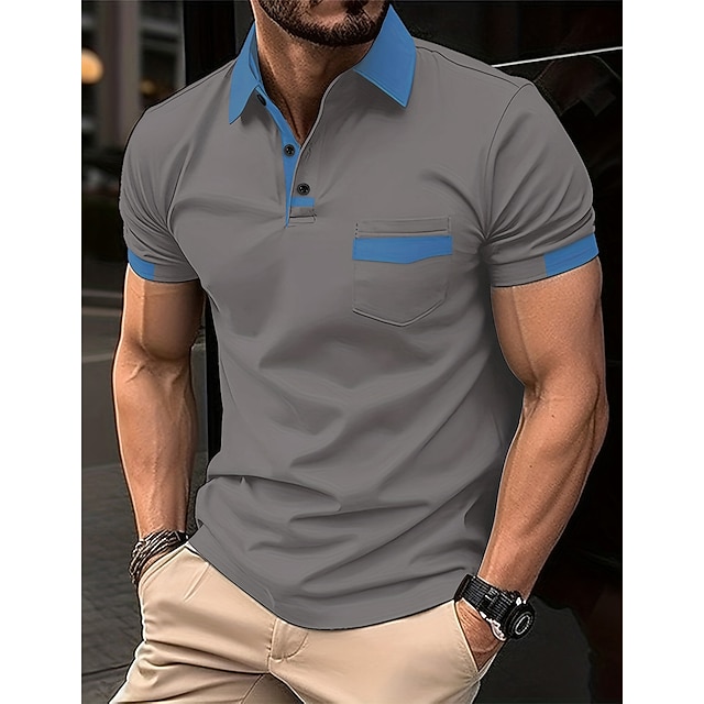 Men's Button Up Polos Polo Shirt Casual Holiday Lapel Short Sleeve ...