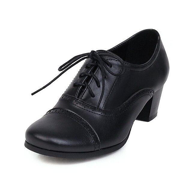 Women's Vintage Oxford Heeled Shoes – Lace-Up Brogue Pumps for Office ...