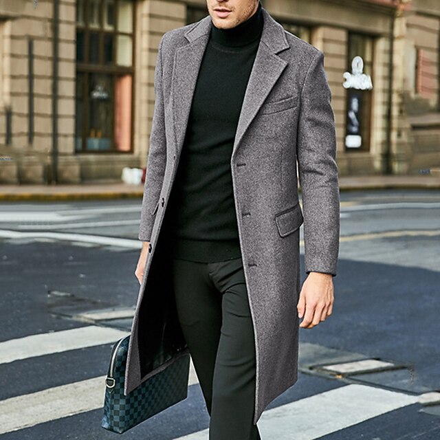 Men's Winter Coat Overcoat Office / Career Business Fall Winter ...