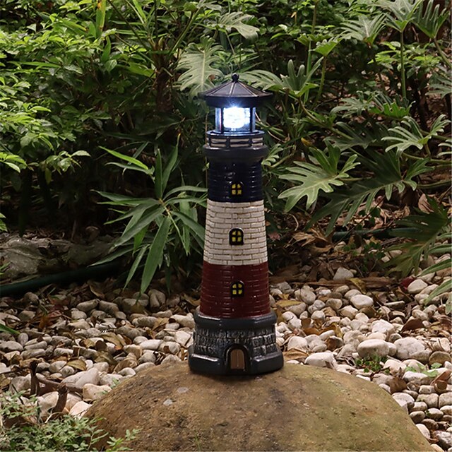 Vintage Lighthouse Outdoor Garden Waterproof Solar Resin Lighthouse Decoration Courtyard Light ...