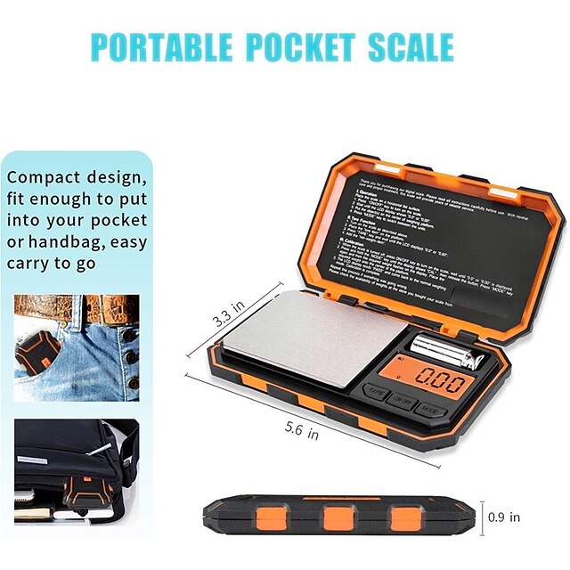 Mini Digital Scale 200g x 0.01g 6 Units Conversion Mini Scale with LCD ...