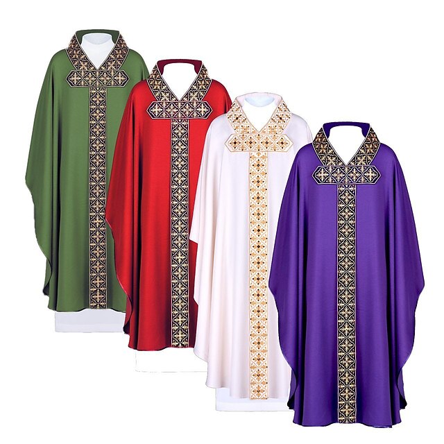 Retro Vintage Medieval Renaissance Robe Cassock Priest Printing Fancy ...