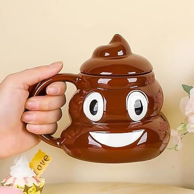 Funny Poop Ceramic Mug Cartoon Smile Coffee Milk Mug Porcelain Water ...
