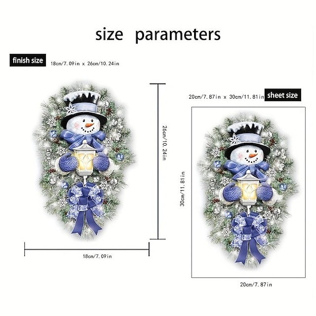 Winter Wall Sticker Snowman Warm Welcome Wreath Stickers, Christmas ...
