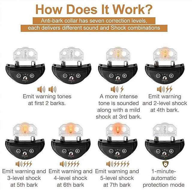 Pack of 3 Dog Bark Collar Barking Training Collar Waterproof ...