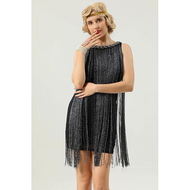 Roaring 20s 1920s Mini Dress Flapper Dress Sleeveless The Great Gatsby ...