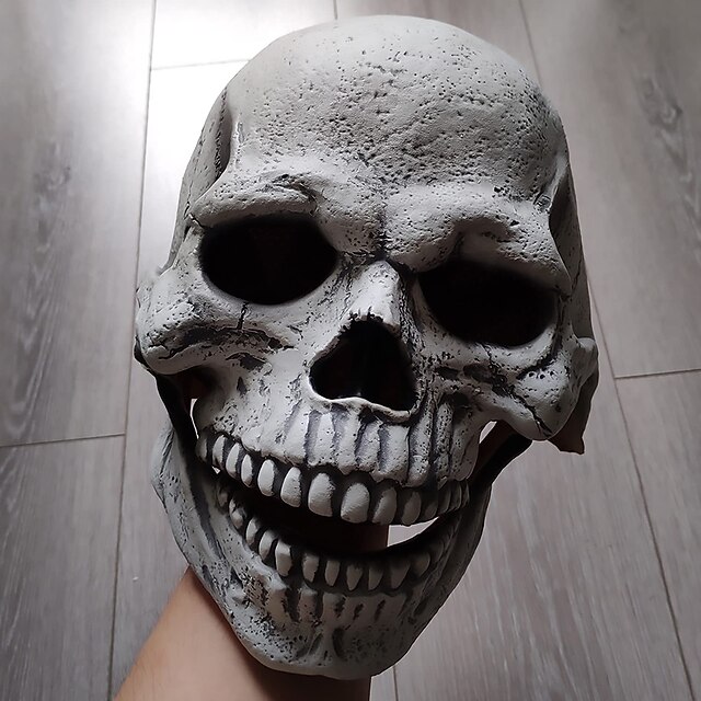 Full Head Skull Mask with Movable Jaw Halloween Scary Mask Head ...