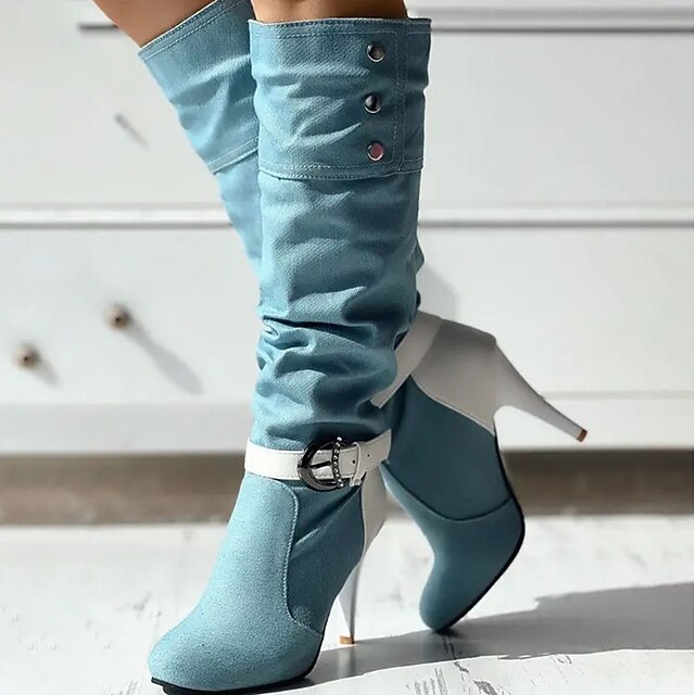 Women's Boots Slouchy Boots Plus Size Heel Boots Outdoor Daily Solid ...