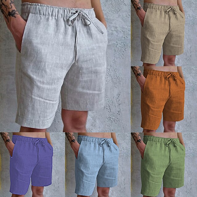 Men's Shorts Summer Shorts Beach Shorts Pocket Drawstring Elastic Waist ...