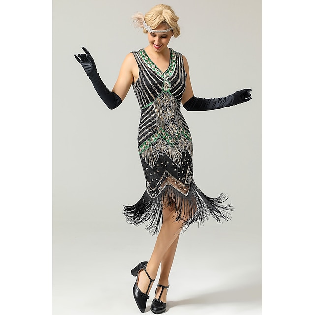 Retro Vintage Roaring 20s 1920s Knee Length Flapper Dress Dress ...
