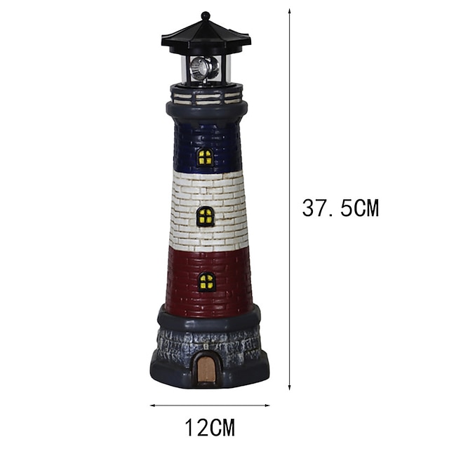 Vintage Lighthouse Outdoor Garden Waterproof Solar Resin Lighthouse Decoration Courtyard Light ...