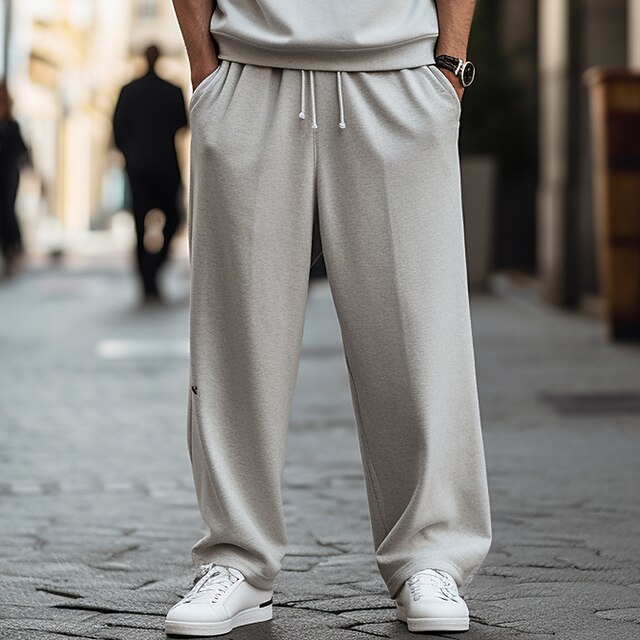 Men's Sweatpants Joggers Wide Leg Sweatpants Trousers Pocket Drawstring ...