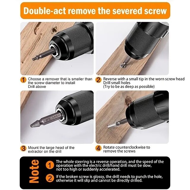 6pcs Damaged Screw Extractor Set Double Head Screw Remover Tools for ...