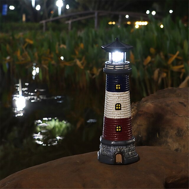 Vintage Lighthouse Outdoor Garden Waterproof Solar Resin Lighthouse Decoration Courtyard Light ...