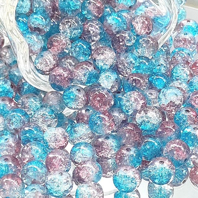 50pcs 8mm Cracked Glass Beads For Jewelry Making, Spacer Beads, Round ...