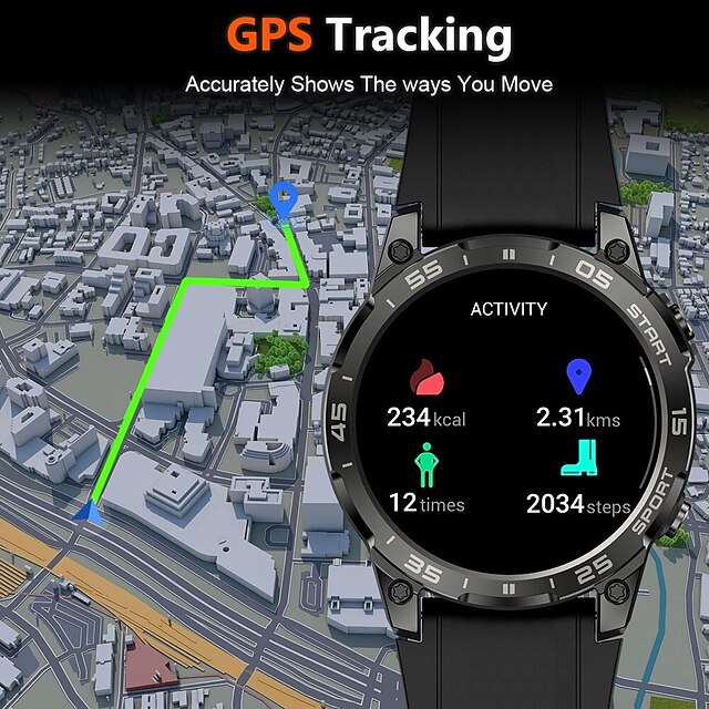 Military GPS Smart Watch for Men, 1.43 AMOLED Screen, Heart Rate, IP68 ...
