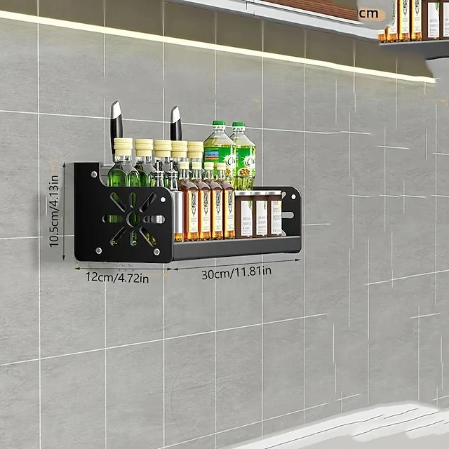 1pc Seasoning Rack With Hook, Kitchen Storage Rack, Multifunctional ...