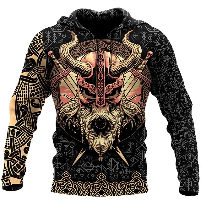 Vikings Warrior Mens Graphic Hoodie Prints Daily Classic Casual 3D ...