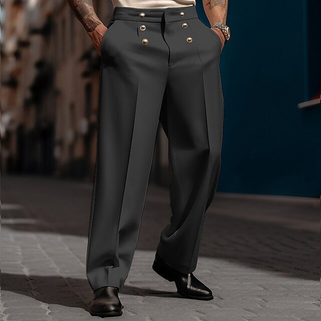 Men's Trousers Dress Pants Casual Pants Suit Pants Buttons Front Pocket ...