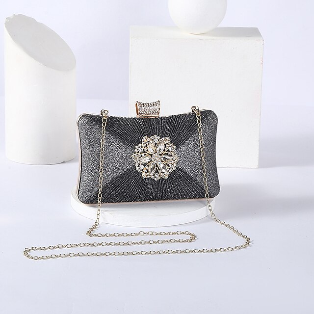 Women's Elegant Gold Rhinestone Clutch Bag with Chain Strap – Sparkling ...