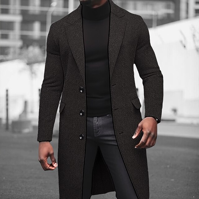 Men's Winter Coat Overcoat Long Trench Coat Outdoor Daily Wear Fall ...