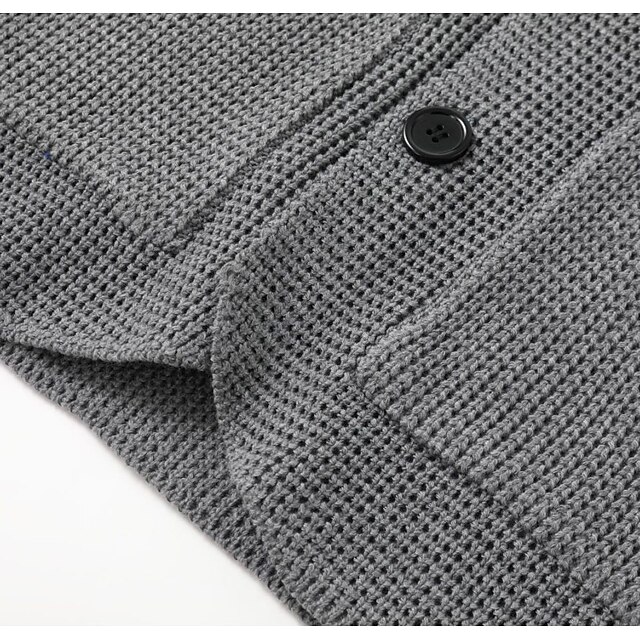 Men's Sweater Cardigan Sweater Jacket Blazer Waffle Knit Stand Collar ...