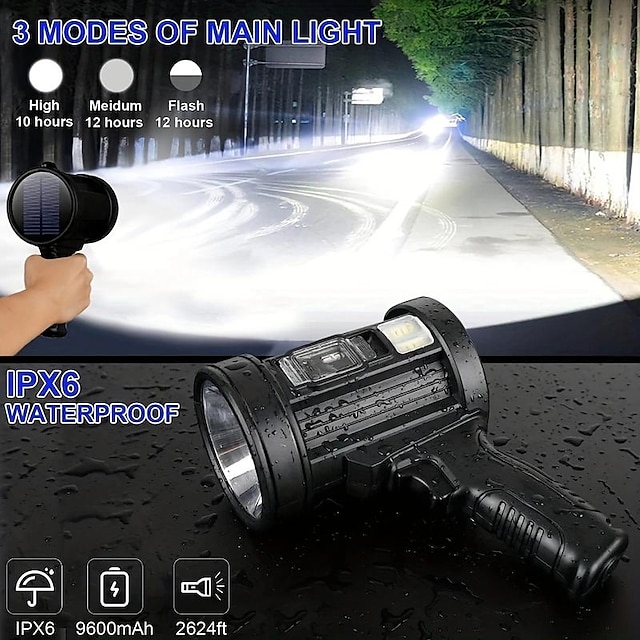 Rechargeable Spotlight Flashlight, Ultra Bright 200000 Lumen Spotlight ...