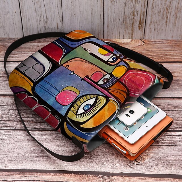Women's Abstract Art Crossbody Bag – Colorful Cubist Print Shoulder ...