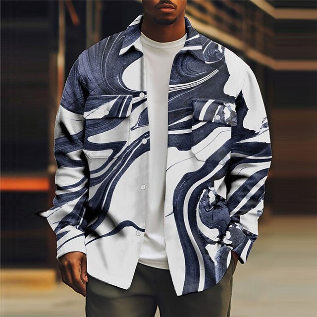 Geometry Gradient Ramp Casual Men's Shirt Shirt Jacket Shacket Outdoor ...