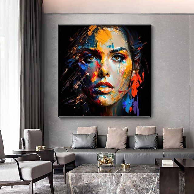 Best on Canvas Handmade Abstract Portrait Oil Painting The Hot Color ...